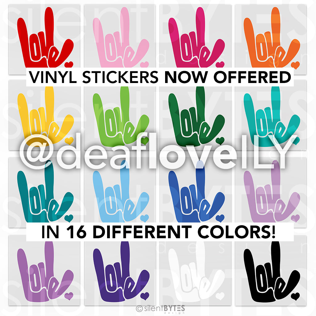 LOVE / ILY Vinyl Stickers - 16 Colors! – silentBYTES design